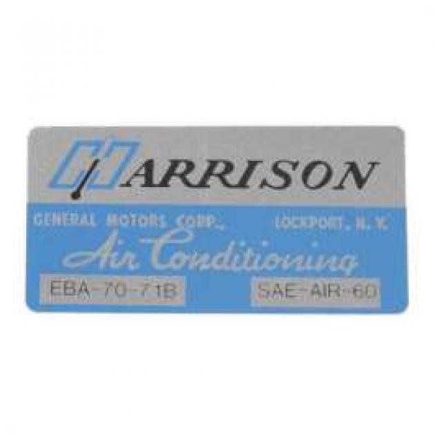 Chevelle Decal, Harrison Air Conditioning Evaporation, 1971 | Chevelle ...