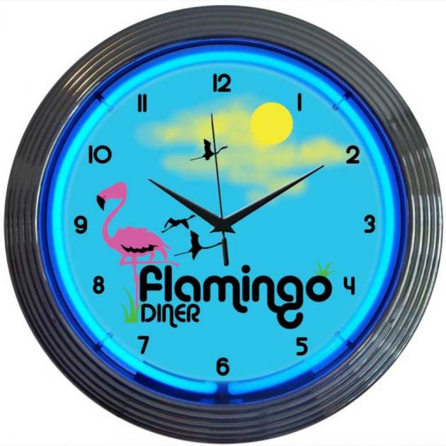 Neonetics Neon Clocks, Flamingo Diner Neon Clock | Chevelle Depot