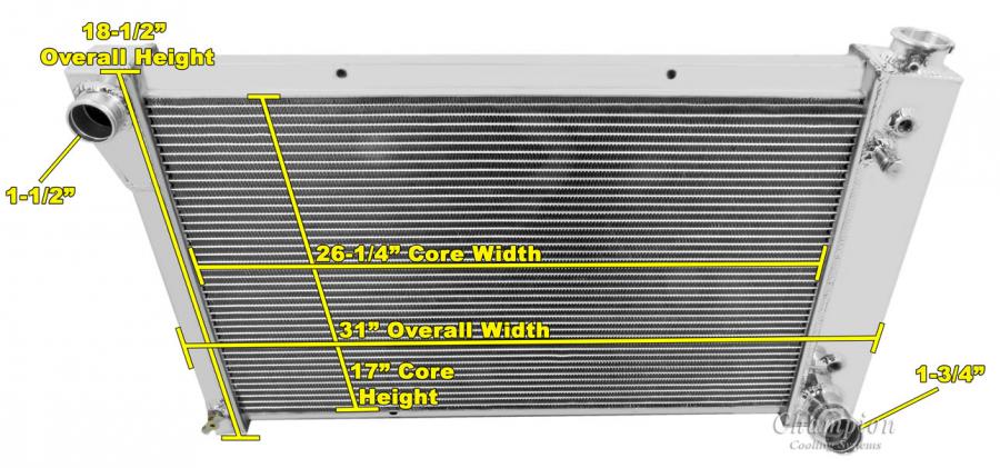 Champion Cooling 3 Row All Aluminum Radiator Made With Aircraft Grade ...