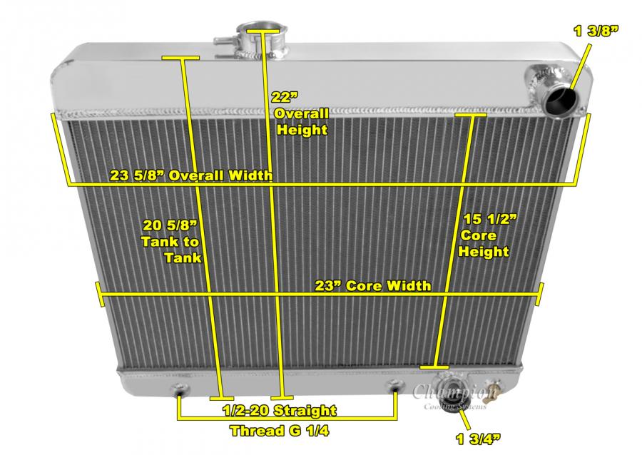 Champion Cooling 1965 Buick Skylark 3 Row All Aluminum Radiator Made ...