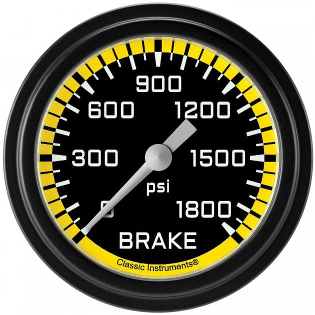 Classic Instruments Autocross Yellow 2 5/8" Brake Pressure Gauge ...