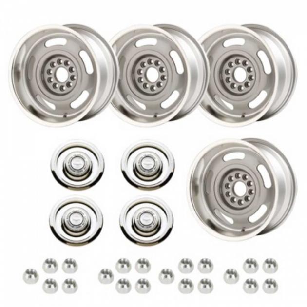 Classic Chevy - Rally Wheel Kit, 1-Piece Cast Aluminum With Flat Disc ...