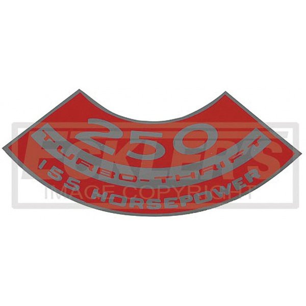 El Camino Air Cleaner Decal Inline 6, 250 Turbo-Thrift, 155 HP, 1967 ...