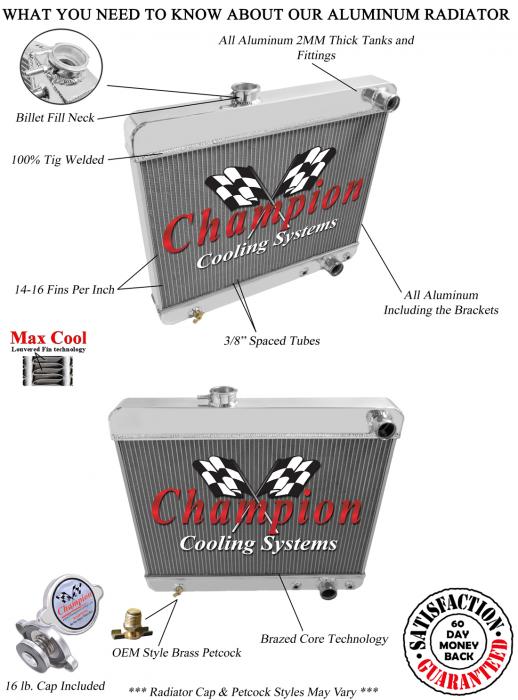 Champion Cooling 1965 Buick Skylark 3 Row All Aluminum Radiator Made ...