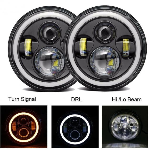Redline Restomotive® 7 Inch Round LED with Halo Daytime Running Lamp ...