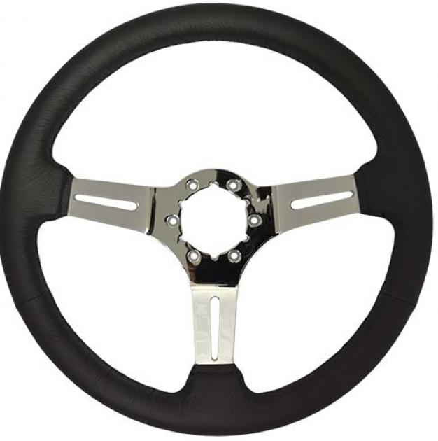 Volante S6 Sport Steering Wheel, with Chrome Spokes & Leather Grip ...