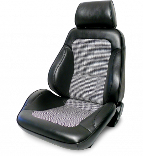Procar Rally Seat, with Headrest, Left, Black Houndstooth | Chevelle Depot